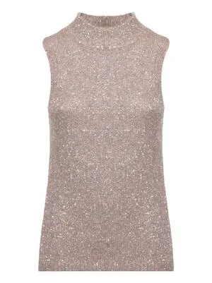 D.exterior D.exterior Sequined High Neck Knitted Top No