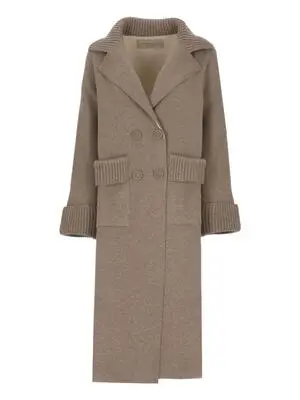 D.exterior D.exterior Ribbed-Trim Double-Breasted Coat No