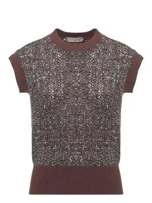 D.EXTERIOR D.exterior Sequined Sleeveless Knitted Top