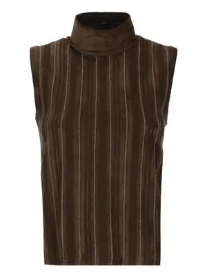 D.exterior D.exterior Striped High-Neck Sleeveless Top Brown