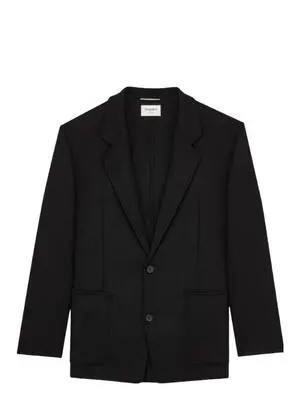 Saint Laurent Single-breasted Jacket In Felt Black