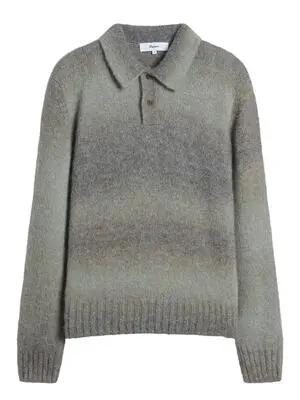 PALMES Alpaca Longsleeve Knit Polo - Blue