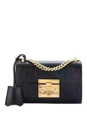 Gucci Padlock Shoulder Bag Guccissima Leather Small Crossbody Bag Black