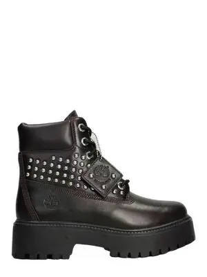 Timberland Stone Street Stud-embellished Platform Combat Boots Red