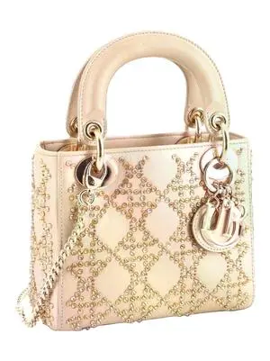 DIOR Lady Dior Chain Bag Crystal Embellished Cannage Quilt Leather Mini Satchel