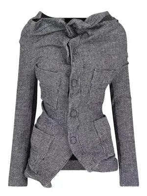 Junya Watanabe Draped Houndstooth Jacket Grey