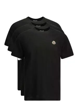 Moncler Logo-patch T-shirt (set Of Three) Black