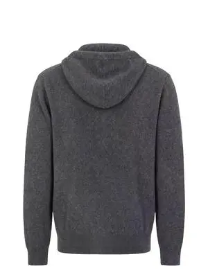 THE (ALPHABET) Zip-up Cashmere Hoodie Grey
