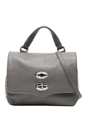 ZANELLATO Zanellato Pebbled Leather Top Handle Satchel With Shoulder Strap Grey