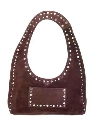 Gimaguas Franca Studded Suede Shoulder Bag - Brown