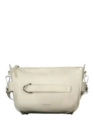 COCCINELLE Logo-strap Leather Clutch Bag White