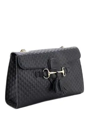 GUCCI Emily Chain Flap Bag Microguccissima Leather Medium Shoulder Bag