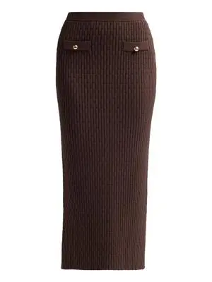TOCCIN Milla Textured Sheath Midi Skirt Espresso