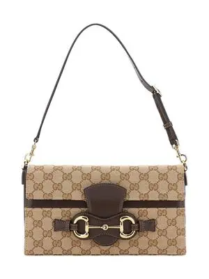 Gucci Gucci Women Brown Handbag With Adjustable And Removable Shoulder Strap And Horsebit On The Front In Gg Canvas For Women Multicolor