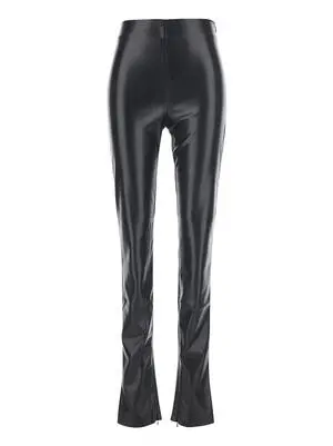 ANDAMANE The Andamane Women Black High-Waisted Flared Leggings With Zip Hems In Ecoleather For Women