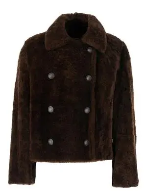 Brunello Cucinelli Brunello Cucinelli Women Cropped Double Breasted Shearling Multicolor