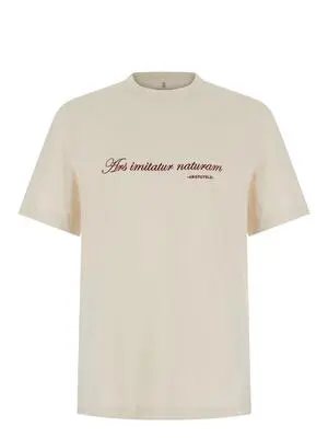 BRUNELLO CUCINELLI Brunello Cucinelli Men White T-Shirt With Embroidery On The Front And Logo Lettering On The Back In Cotton For Men