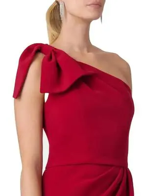Shoshanna Killian One-shoulder Stretch Crepe Gown - Ruby