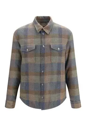 Etro Woo And Cashmere Check Shirt Mae Multicolour
