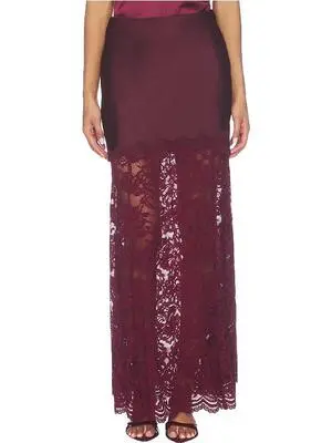 Generation Love Generation Love Perrine Lace Combo Satin Skirt In Burgundy. Cabernet