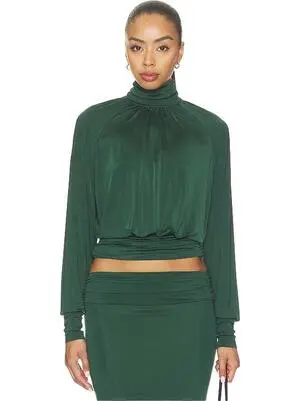 Eterne Anouk Liquid Jersey Top In Green - Forest