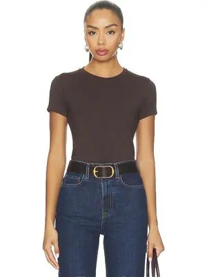 L'Agence L'agence Ressi Short Sleeve Crew Neck Tee In Brown. Dark Java