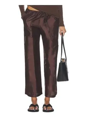 Donni. Donni. The Taffeta Drawstring Cargo Pant In Chocolate. Espresso