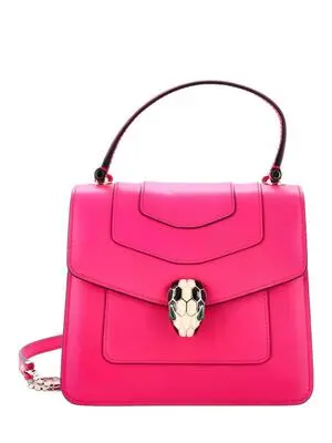 BVLGARI Serpenti Forever Top Handle Bag Leather Small Satchel - Pink