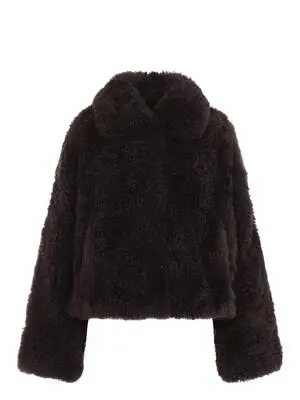 YVES SALOMON Lamb Shearling Fur Jacket - Brown