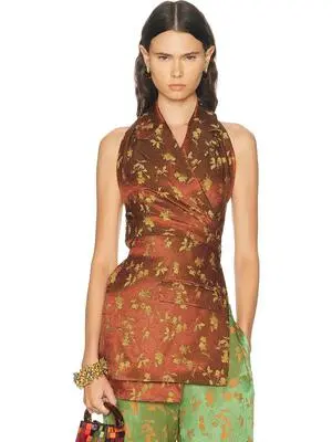 Dries Van Noten Dries Van Noten Geline Gilet Top In Rust Rust