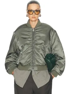 AGOLDE Frankie Reversible Bomber In Green - Fern