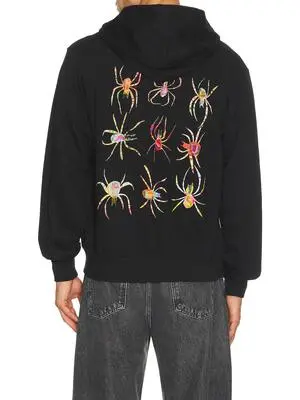 PLEASURES Spiders Fitted Zip Hoodie - Black