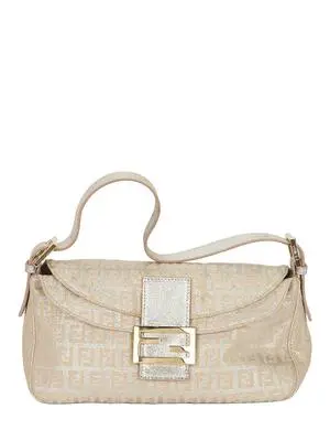 FENDI Fendi Zucchino Baguette Shoulder Bag In Grey