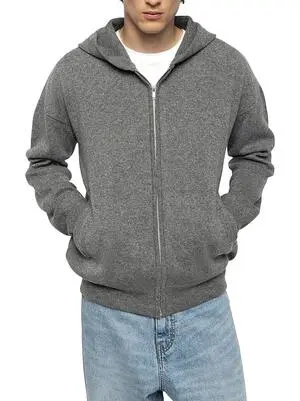 Zadig&Voltaire Camille Cashmere Zip Front Hoodie - Medium Grey
