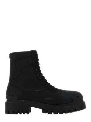 BALENCIAGA Balenciaga Men Slate Canvas Combat Strike Ankle Boots