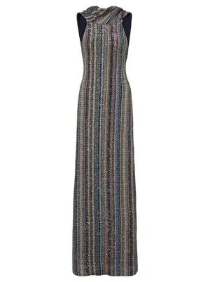 Missoni Sequined Striped Knitted Lamé Maxi Dress Multicoloured