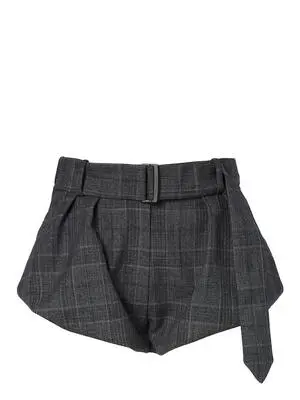 MAGDA BUTRYM Belted Checked Virgin Wool Shorts