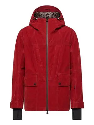 Moncler Airolo Corduroy Insulated Hooded Ski Jacket Red