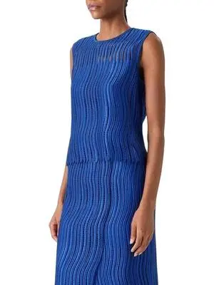 Akris Techno Wave Guipure Lace Blouse - Lapis Blue