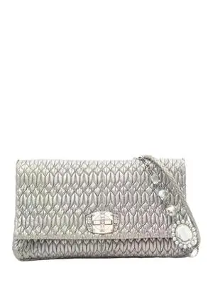 Miu Miu 2010s Crystal-embellished Matelassé Shoulder Bag - Silver