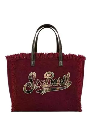 MC2 SAINT BARTH Fringe-trimmed Logo-patch Tote Bag Red