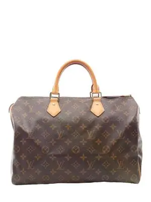 LOUIS VUITTON 2014 35 Speedy Monogram Canvas Tote Bag Brown