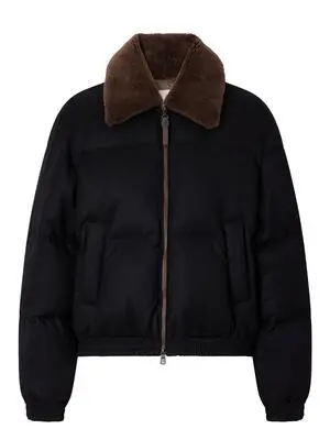 BRUNELLO CUCINELLI Quilted Shearling-trimmed Wool-twill Down Jacket
