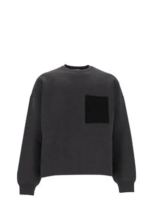 Loewe Loewe Men Cotton-Blend Anagram Sweater With Pocket Gray