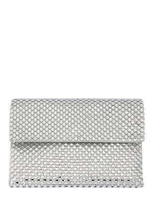 OLGA BERG Olga Berg Scarlett Crystal Clutch In Metallic Silver.