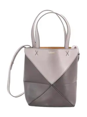 Loewe Puzzle Fold Leather Mini Tote Bag Grey