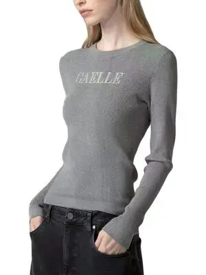 GAELLE PARIS Logo-knit Ribbed T-shirt