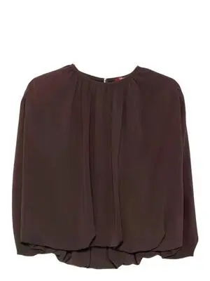Max Mara Efieno Draped Sleeveless Blouse Brown