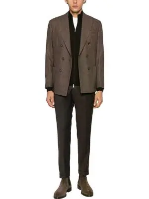 Tagliatore Zip-up High-neck Sweater Brown