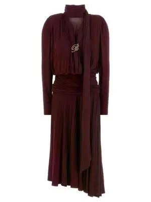 BLUMARINE Ruched B-logo Midi Dress